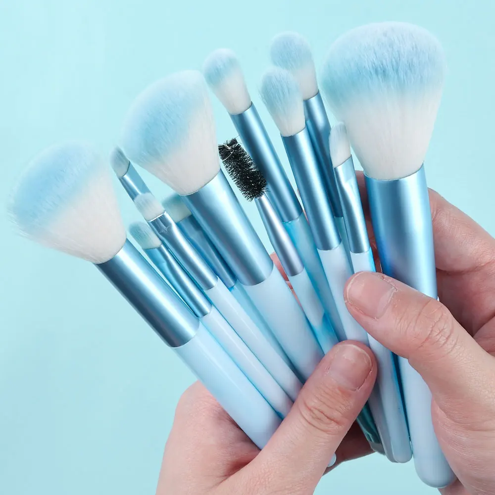 12PCS-Blue-Makeup-Brushes-Set-Soft-Fluffy-Detail-Concealer-Blush-Loose ...