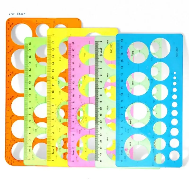 10x-Round-Hole-Ruler-Tool-Geometric-Stencil-Rulers-Circle-Template-for ...