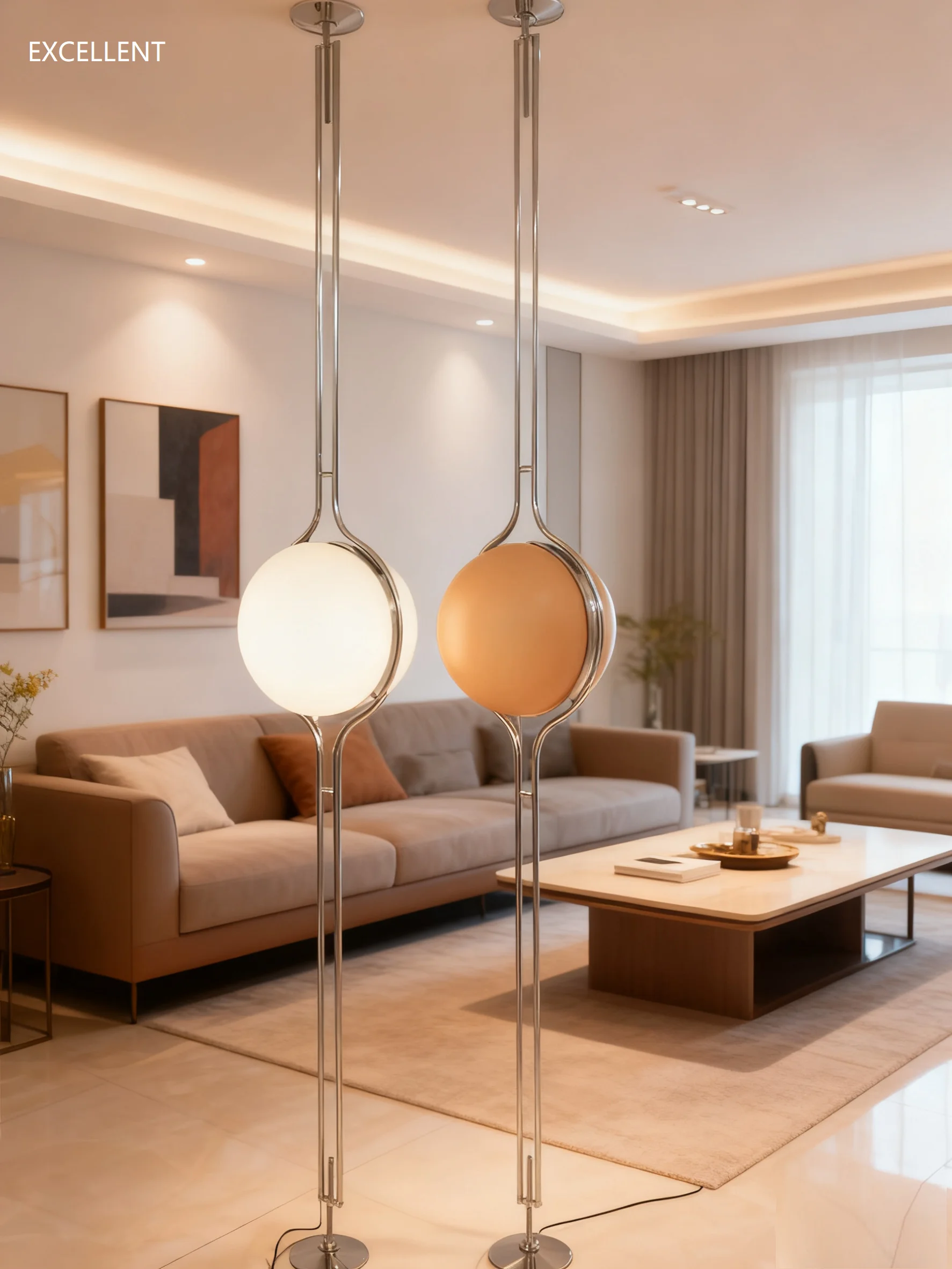 ,2-2.3 A single-ball ambient floor lamp for home use, with a round ball ...