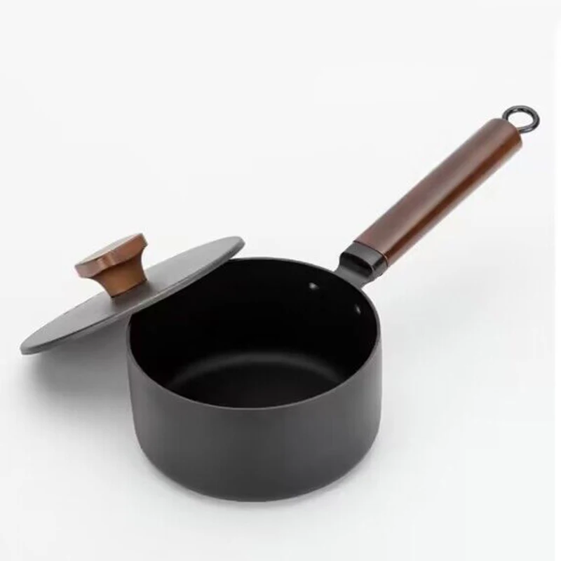 16cm-Cast-Iron-Saucepan-Nonstick-Sauce-Pan-Small-Pot-with-Lid-Solid ...