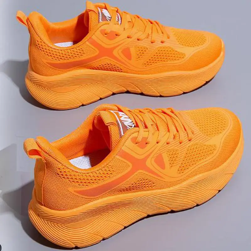 Spring Platform Orange Sneakers Women Shoes Breathable Mesh Sneakers ...