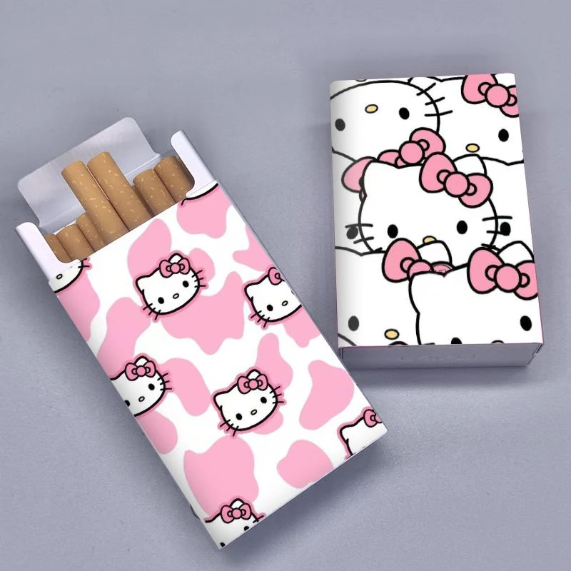 Kawaii Hello Kitty Sanrioed Anime Cigarette Case Girl 20 Sticks Metal ...