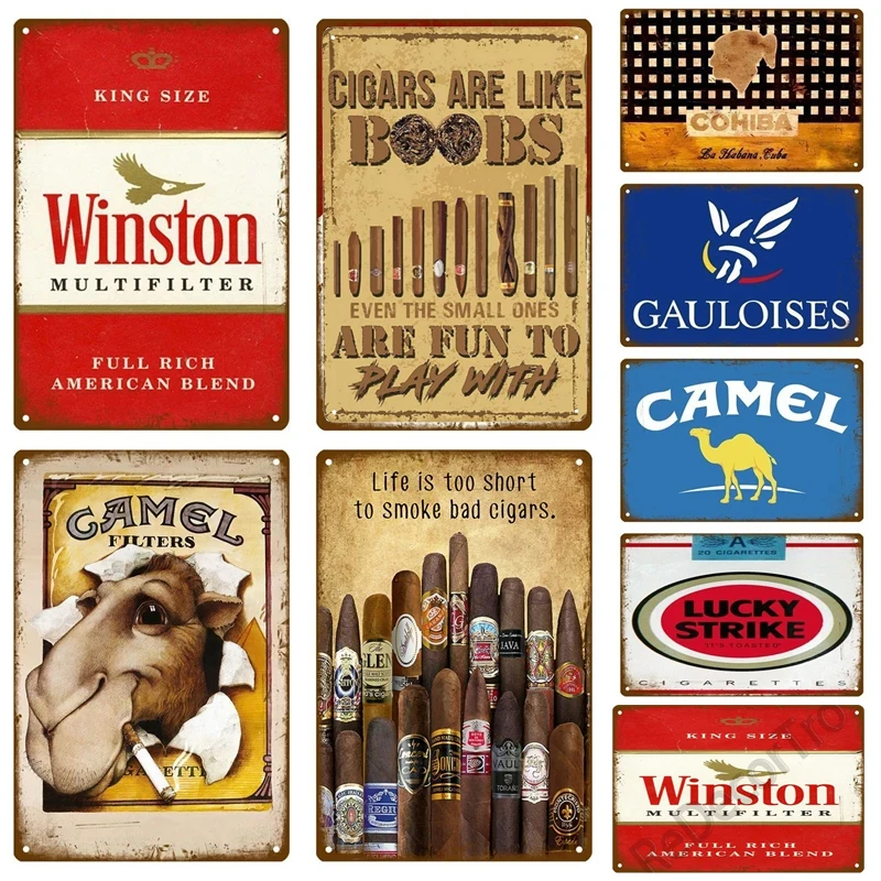 Marihuanna-Ciga-Cigarette-Tin-Sign-Vintage-Tobacco-Metal-Poster-Bar-Man ...