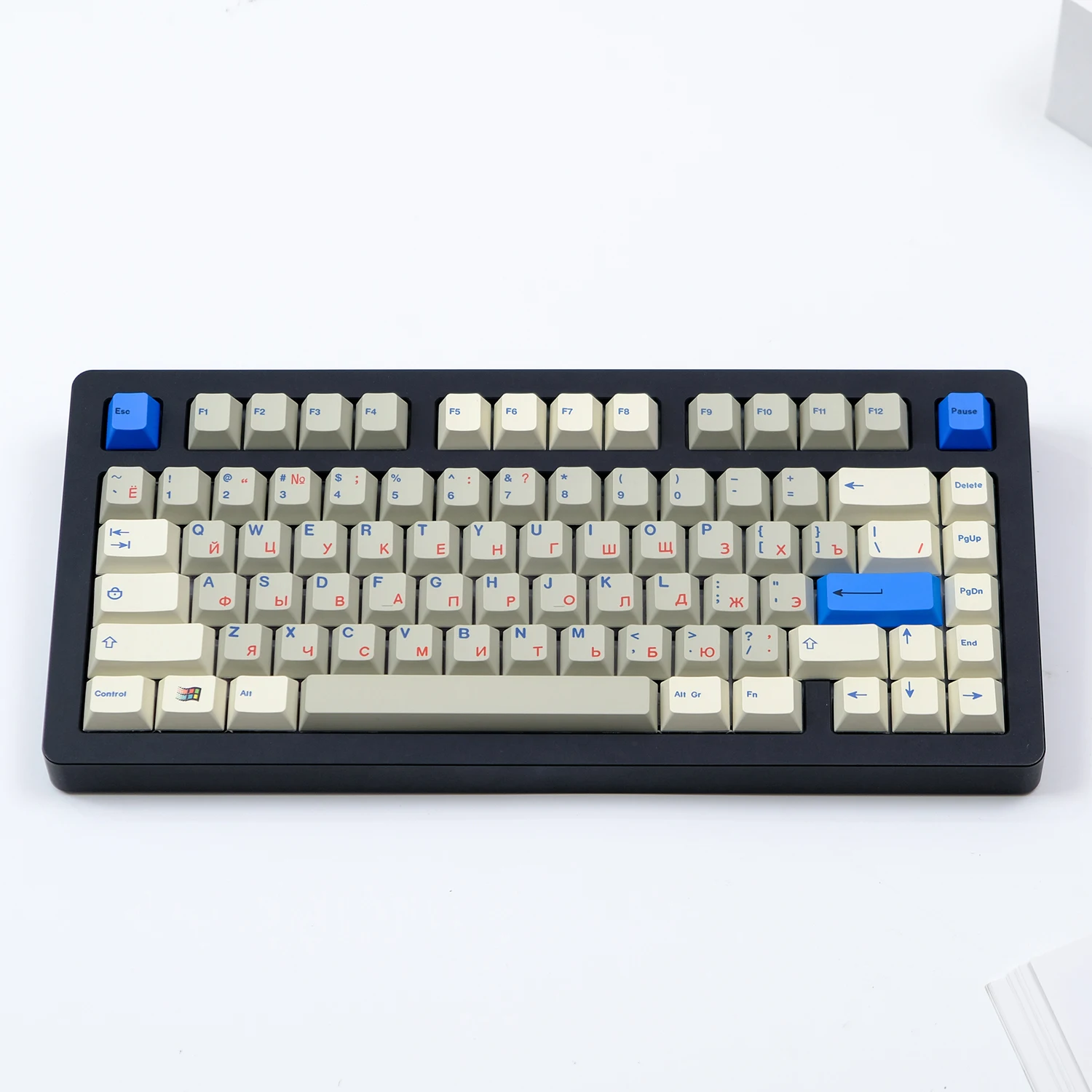 168-Keys-Retro-Gray-White-Blue-Red-Russian-Keycaps-Cherry-Profile-PBT ...