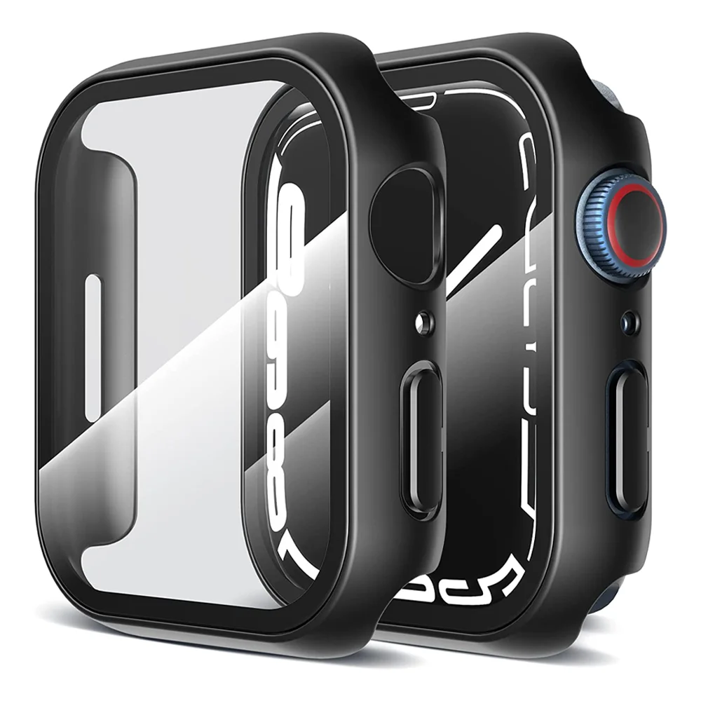 Glass+cover For Apple Watch Case 45mm 41mm 44mm 40mm 42mm 38mm Tempered ...