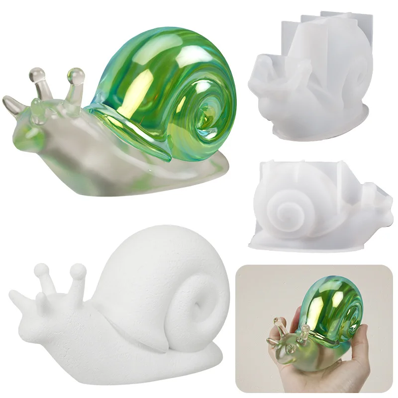 DIY Snail Shape Crystal Epoxy Resin Mold Small Animal Mold Silicone ...