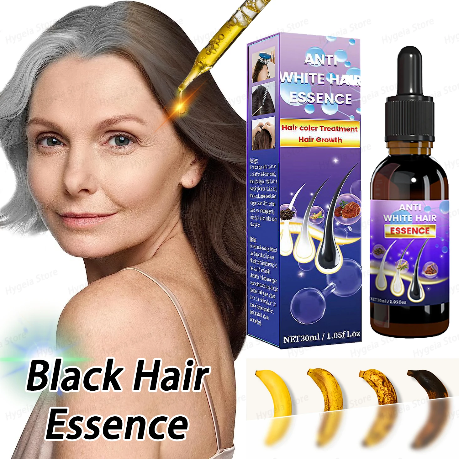 Anti Gray Hair Essence Hair Blackening Serum White Hair Treatment White ...