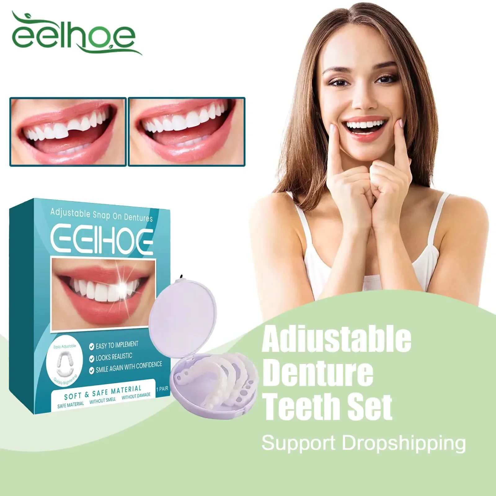 Adjustable-Teeth-Set-Whitening-Dentures-Temporary-Perfect-Smile-False ...