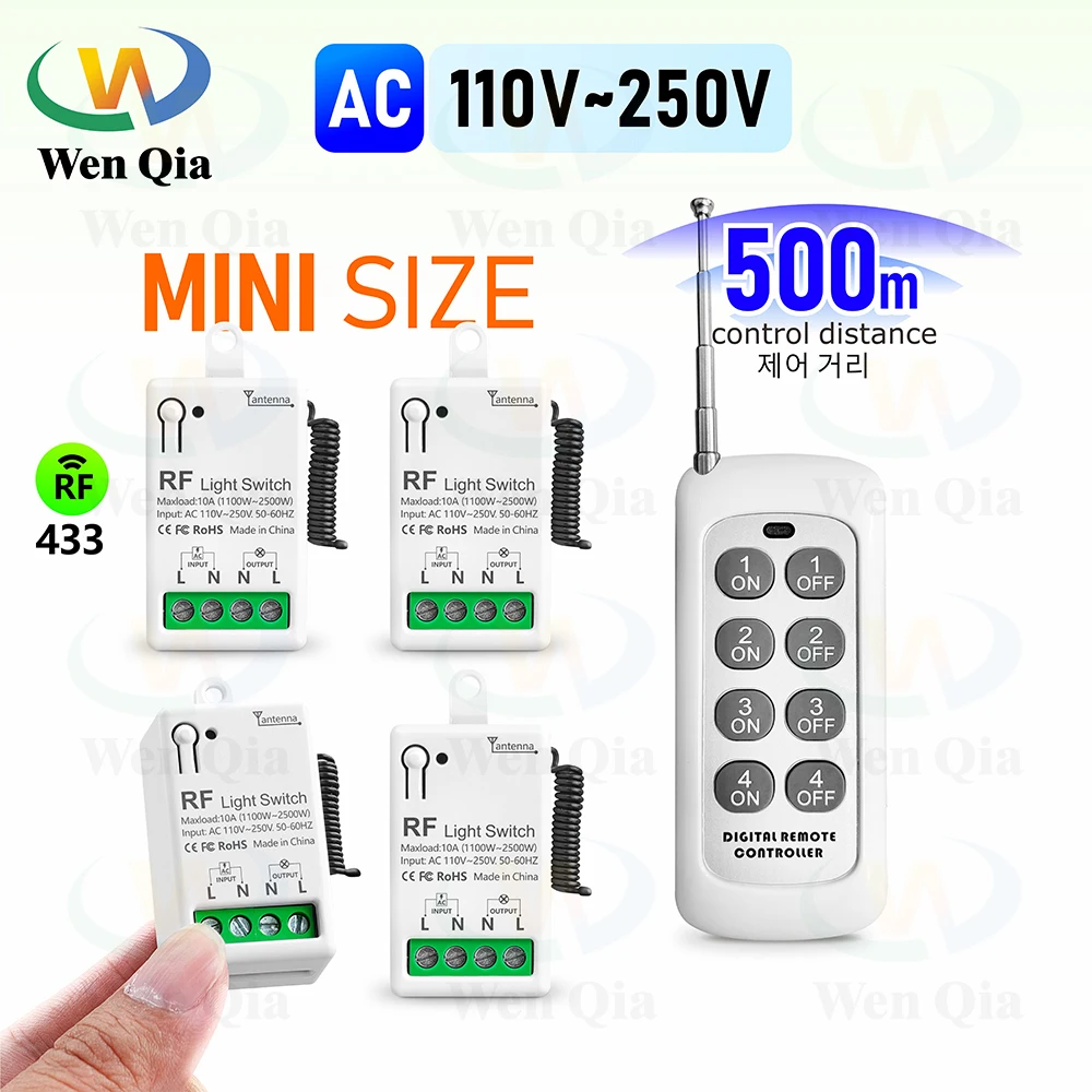 Wireless-Remote-Control-Light-Switch-Mini-RF-Receiver-110V-220V-10A ...