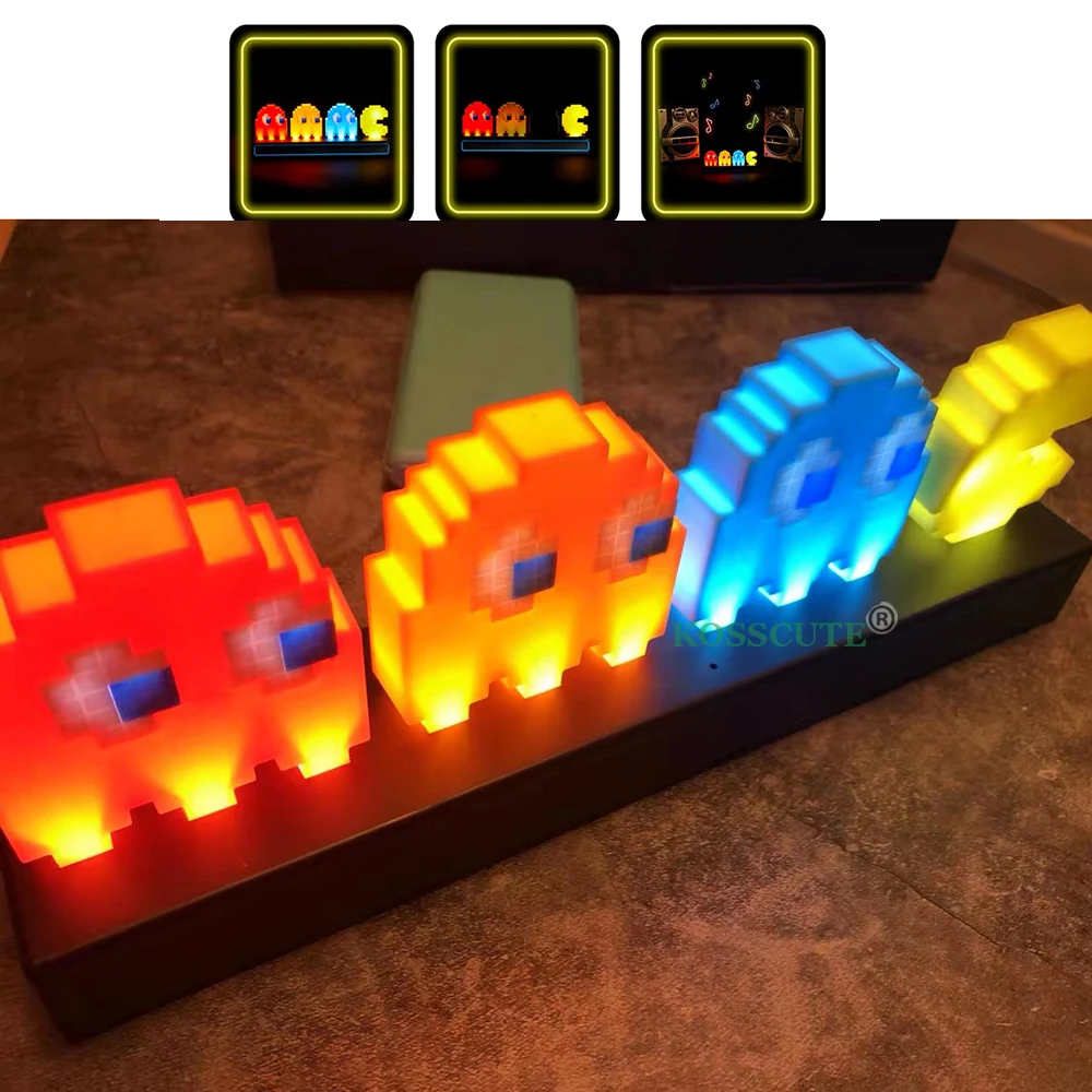 2021-Pac-Man-Game-LED-USB-3D-Night-Light-Gaming-Room-Decor-Desk-Music ...