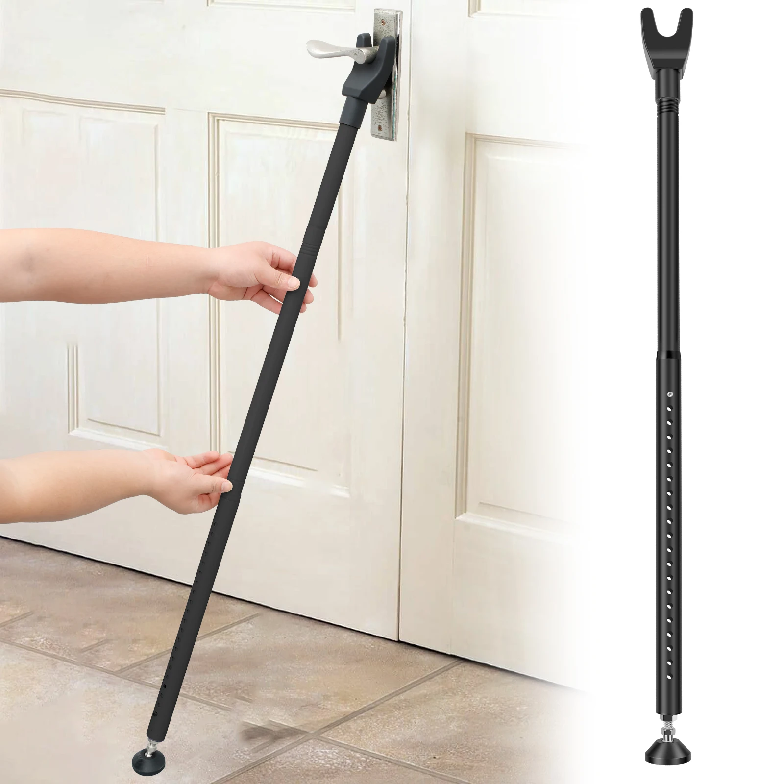 44-55 Inch Adjustable Door Stopper Security Bar Removable Jammer Lock ...
