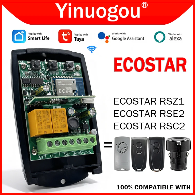 For ECOSTAR RSC2 RSE2 RSZ1 433MHz Tuya Wifi Garage Door Remote Control ...
