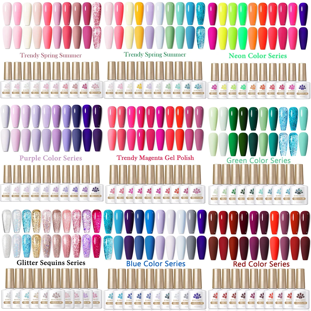 BORN PRETTY Gel Nail Polish Set Ancora Red Color Collection Soak Off UV ...