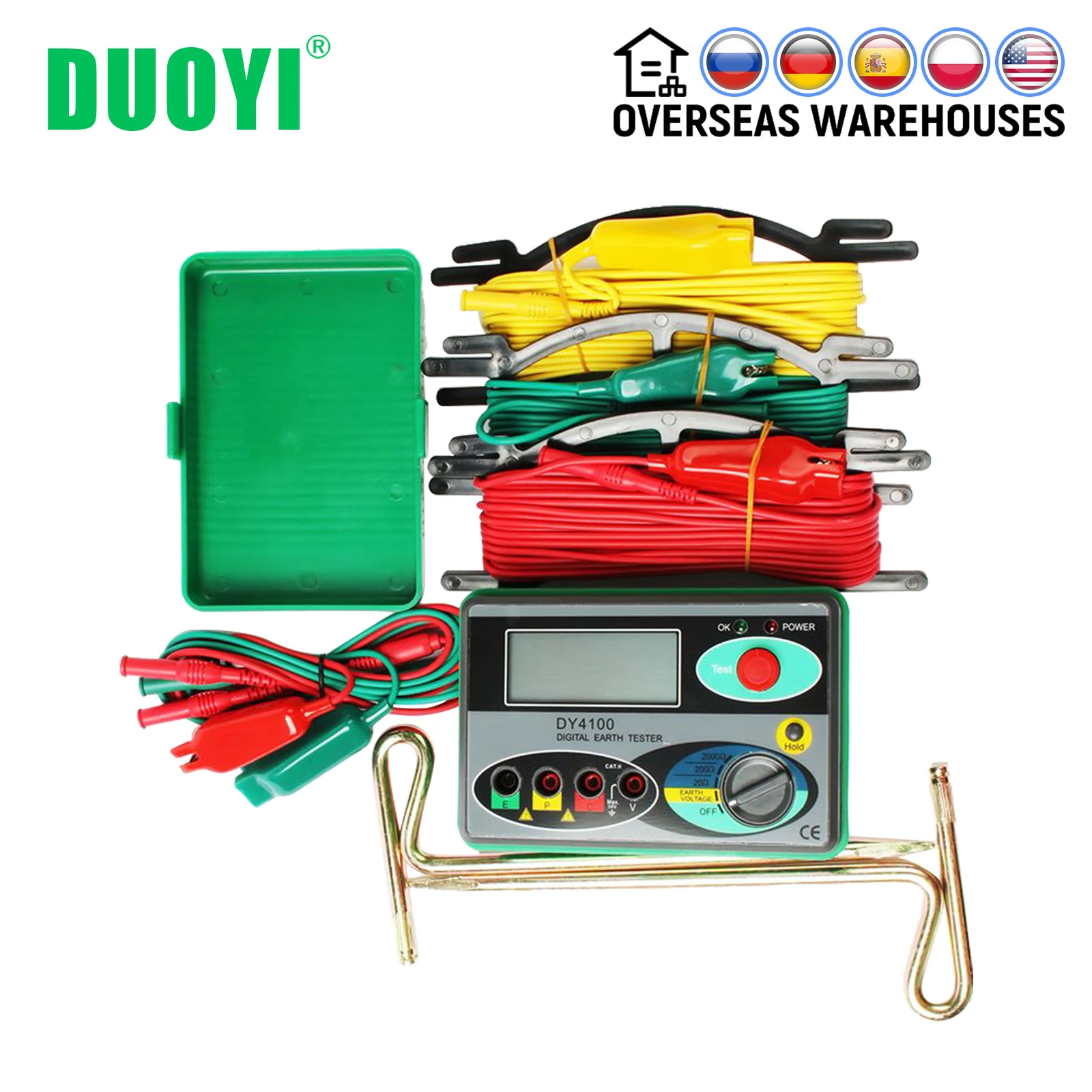 Megohmmeter 0-2000 Ohm Real Digital Earth Ground Resistance Meter ...