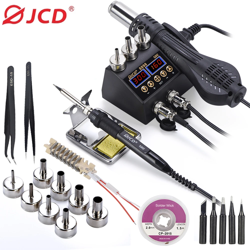 750W SMD Rework Soldering Station 2 in 1 hot air soldering iron LCD ...