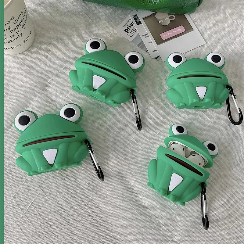 For AirPods 4 3 2 1 Pro Pro2 Earphone Case 3D Frog Cartoon Silicone ...