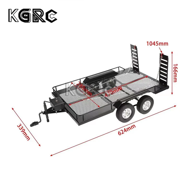 1/10 Dual Axle Metal Truck Trailer for RC Crawler SCX10 II III 90046 ...