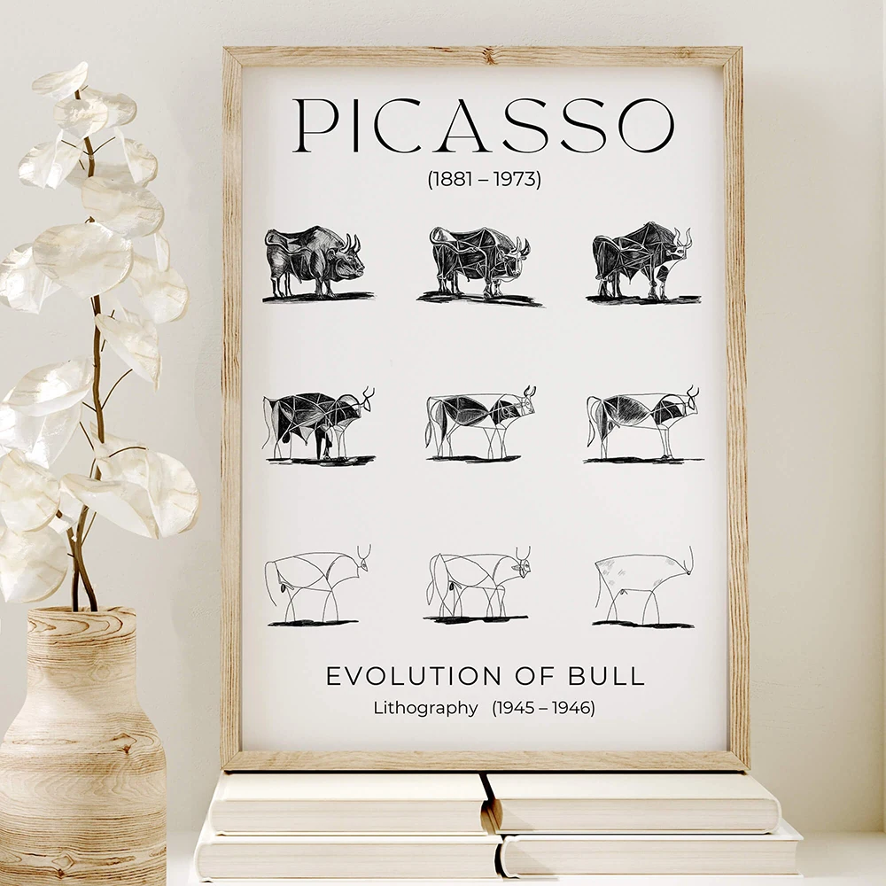 Pablo Picasso Posters Prints Abstract Evolution Bulls Line Wall Art ...