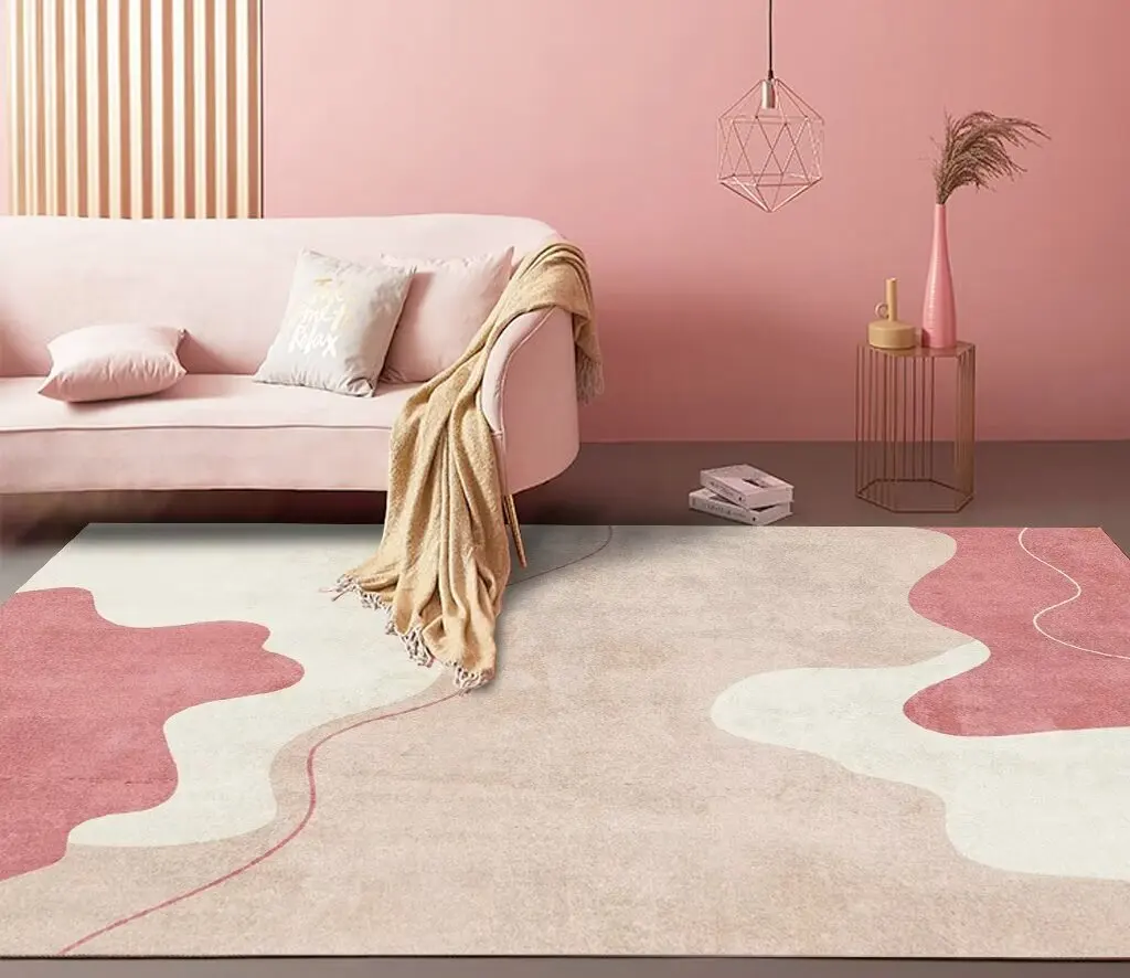 Light-Luxury-Pink-Carpets-Living-Room-Decoration-Home-Simple-Carpet-Modern-Girl-Bedroom-Soft ...