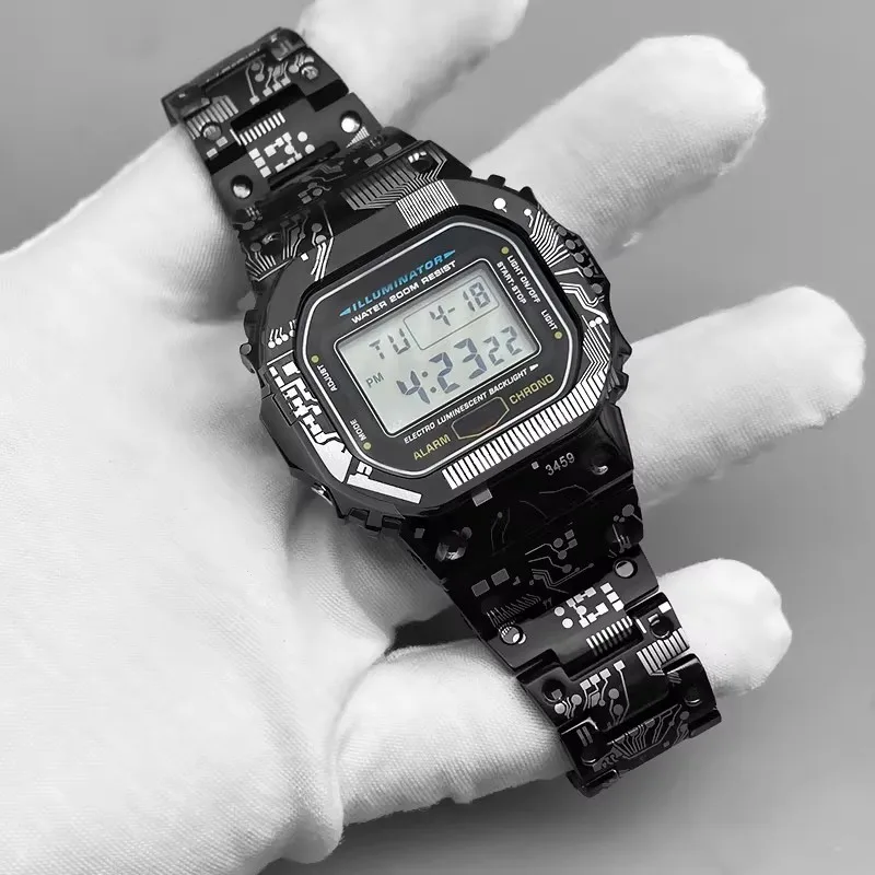 DIY Small Square Watch Modification Circuit Board Stainless Steel ...