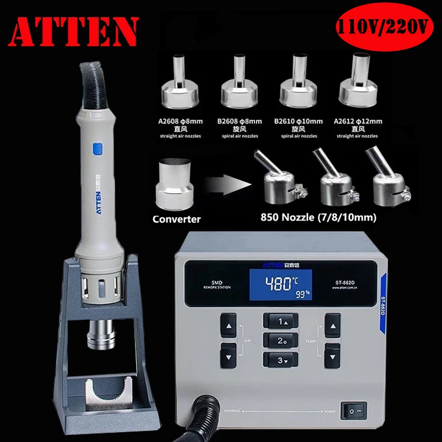 Atten St-862d Hot Air Gun Soldering Station Lead-free Intelligent ...