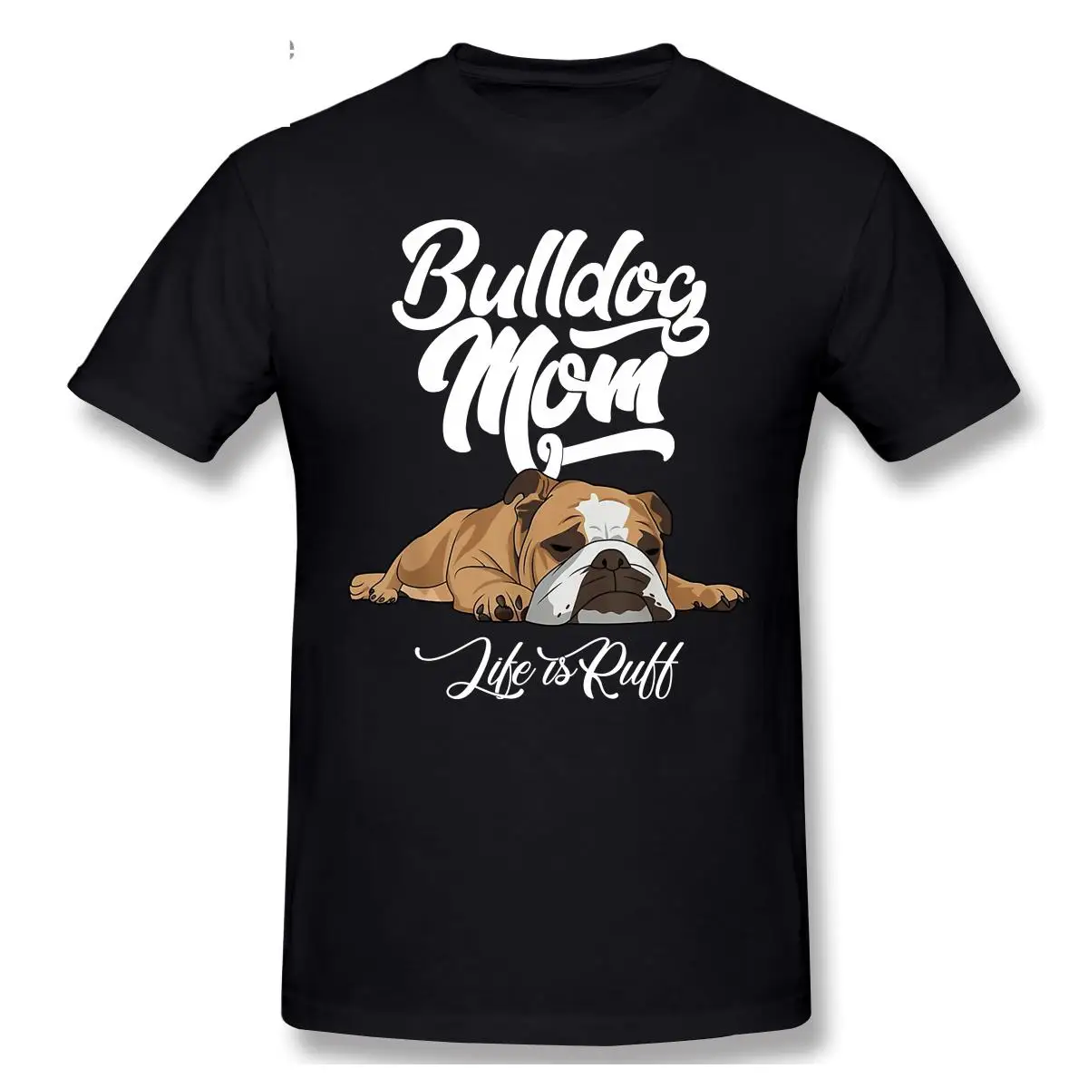 Kawaii-Cartoon-English-Bulldog-Tshirt-Funny-Bulldog-Mom-Life-Is-Ruff ...