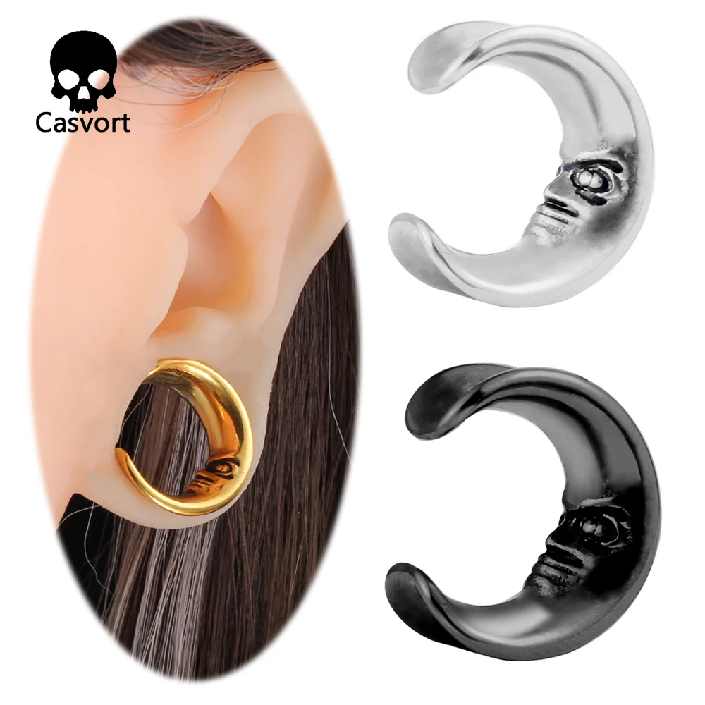 Casvort 10PCS Saddle Moon Human Face Ear Hangers Plugs Tunnels Piercing ...