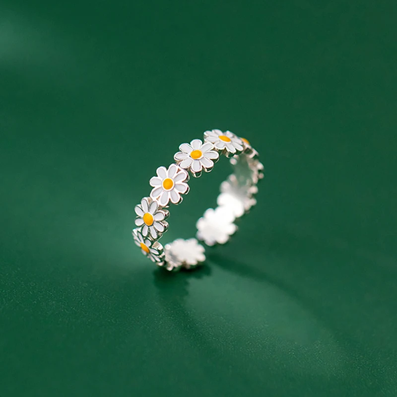 Anillo-de-flores-de-Color-plateado-para-mujer-dise-o-nico-regalo-de ...