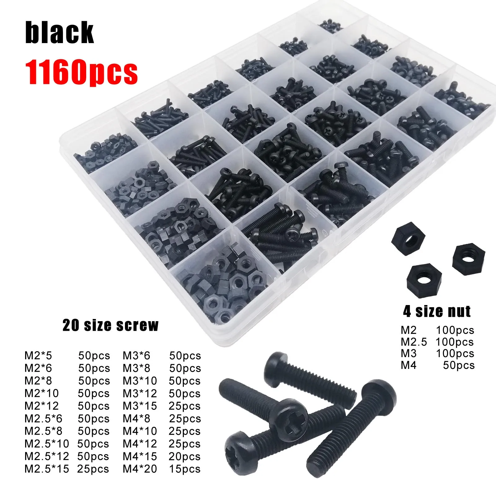 300-700-1160pcs-M2-M2-5-M3-M4-Black-White-Nylon-Plastic-Insulating ...