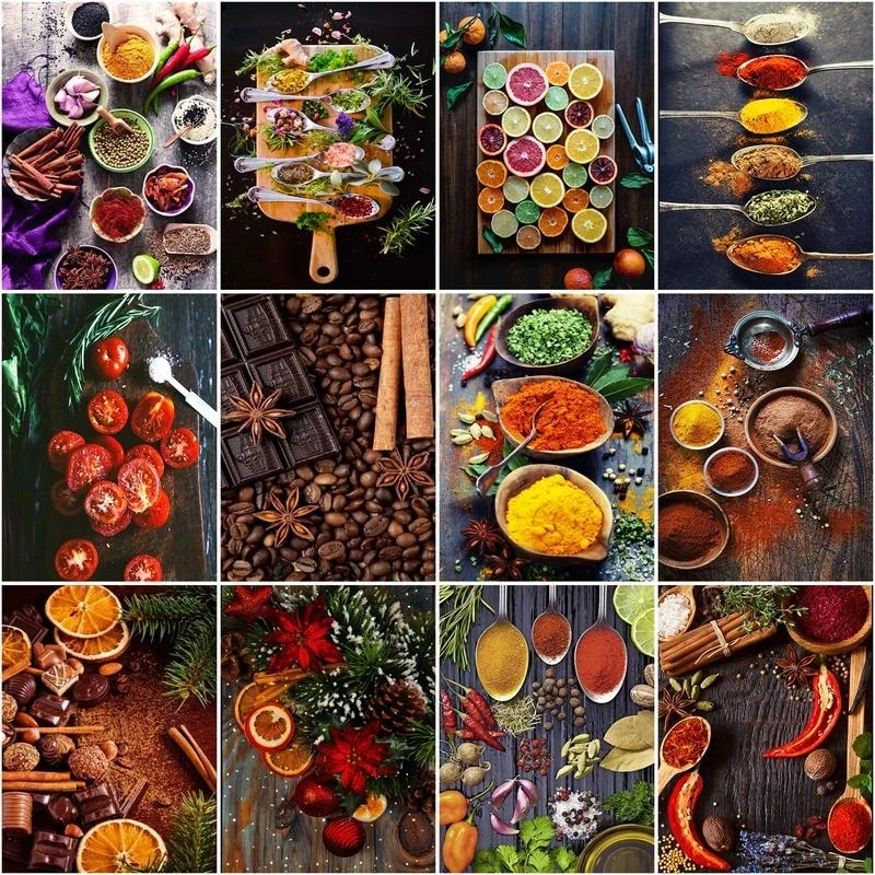 Gatyztory Paint By Number Food Spice Diy Pictures By Numbers Tree Kits ...