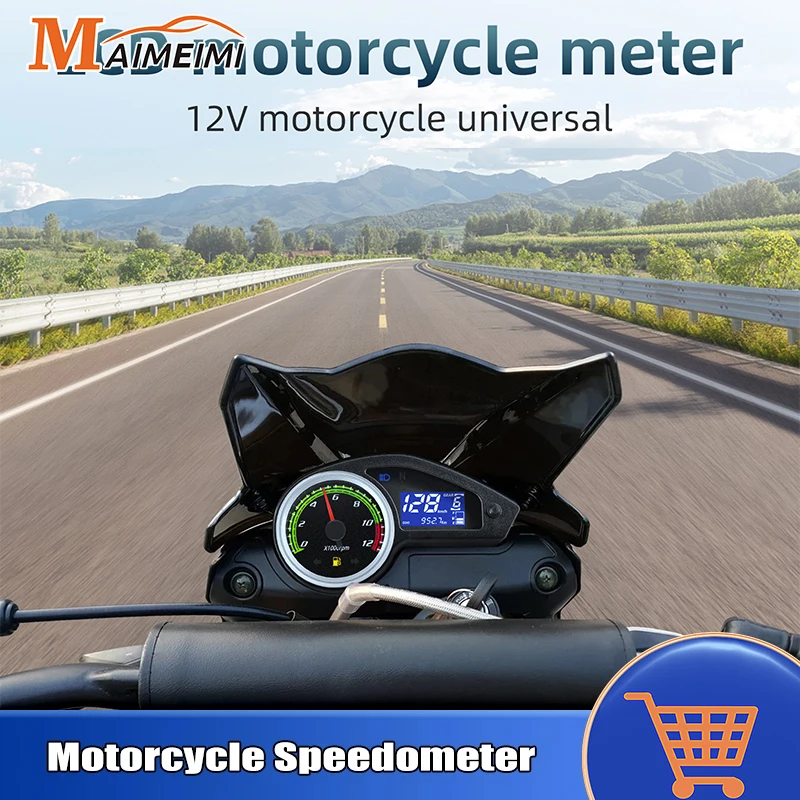 LCD Moto Digital Instrument Odometer Motorcycle Speedometer Tachometer ...