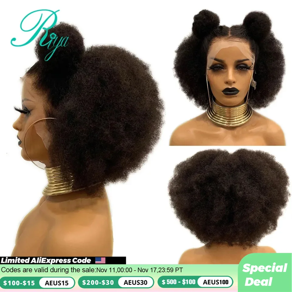 13X4-Pixie-Invisible-150-Short-Cut-Bob-Blunt-Afro-kinky-Curly-13X6-Lace ...