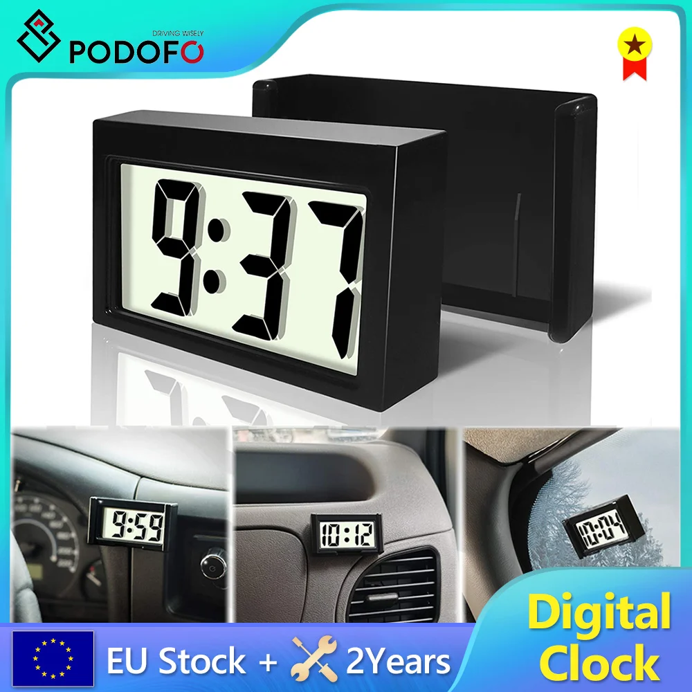Podofo Car Dashboard Digital Clock LCD Display Mini Portable Electronic ...