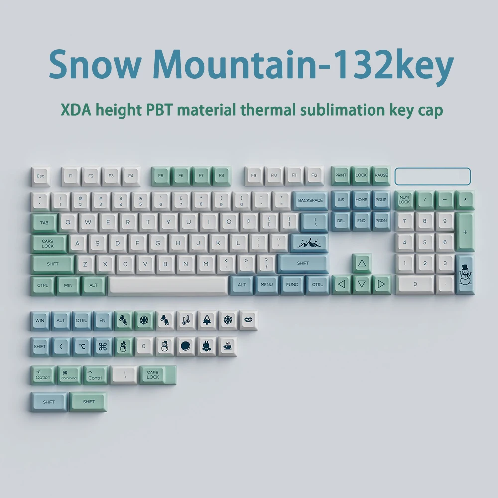 132-Keys-Snow-Mountain-Theme-Keycaps-XDA-Profile-PBT-Dye-Sublimation ...
