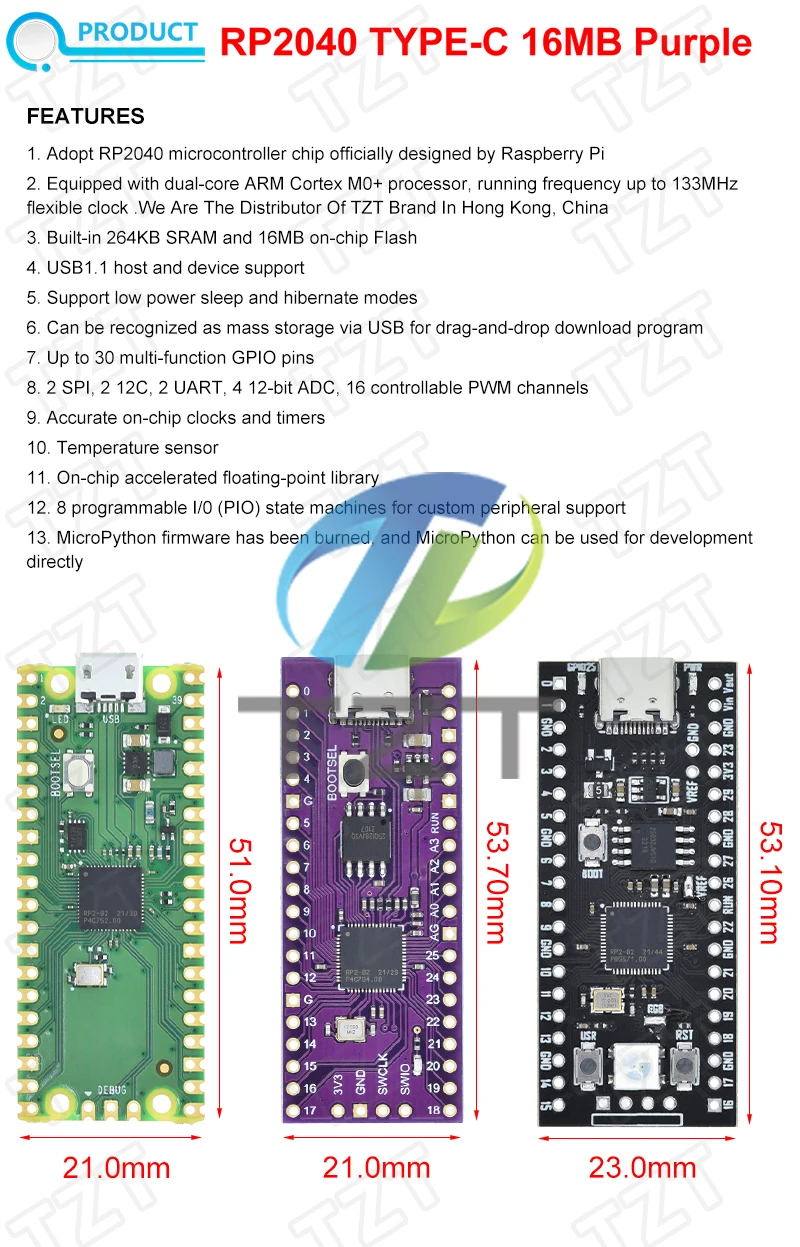 Circuits intégrés,RP2040 Micro--Raspberry Pi Pico Conseil RP2040 TYPE C ...