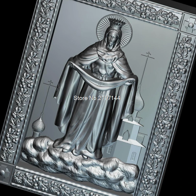 Isten Anyja A Theotokos 3D Modell -Megkönnyebbülés Közbenjárása. Ábra ...