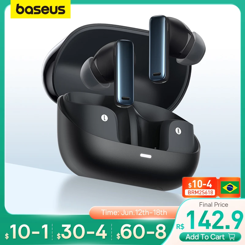 Baseus-Bowie M2 S ANC fone de ouvido, Bluetooth 5.3, cancelamento de ruído ativo, 48dB, fone de ...