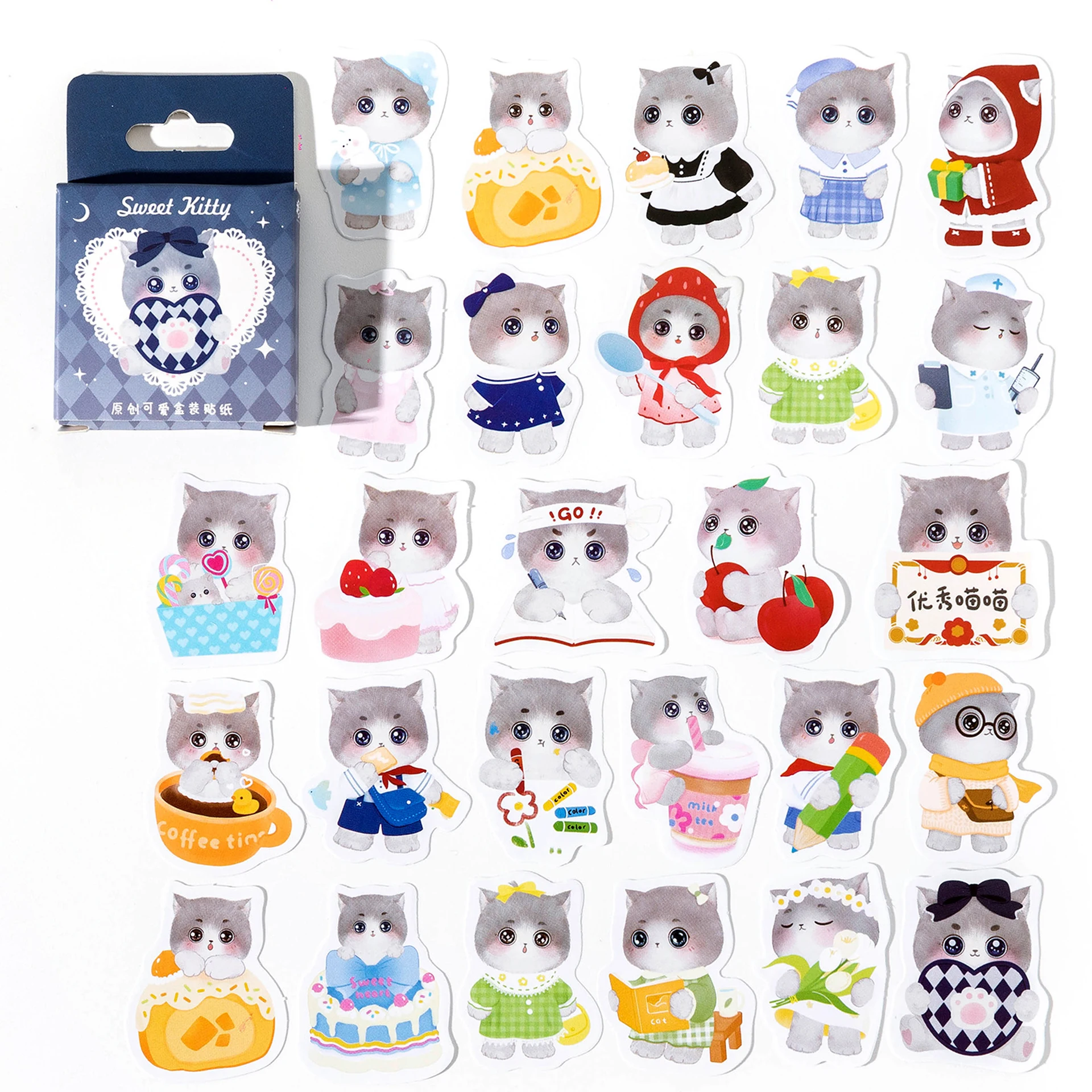 45-Pcs-Cat-Stickers-Decoration-Kawaii-Cute-Cats-Stickers-Self-adhesive ...