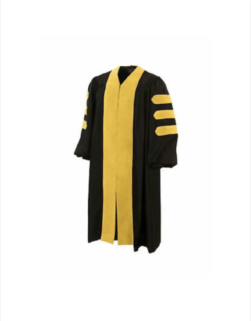 Cosplay Luxury PhD Graduation Gown Velvet Gown with Gold Piping