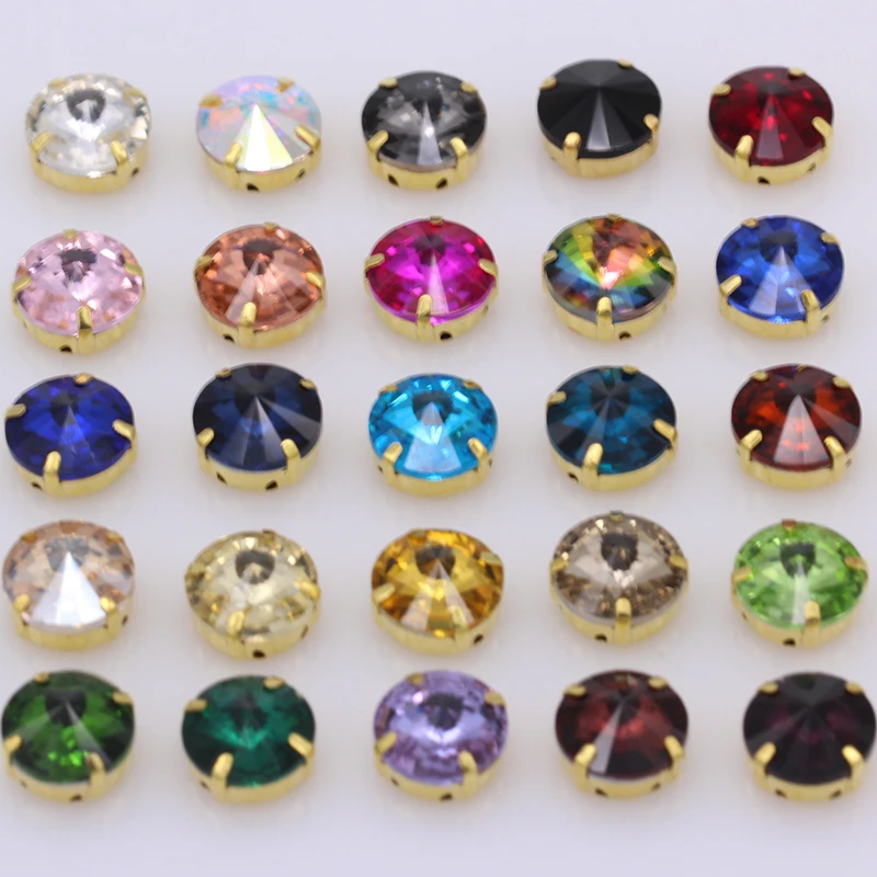 All Sizes 25 Color Rivoli round sewing glass stone sew on crystal ...