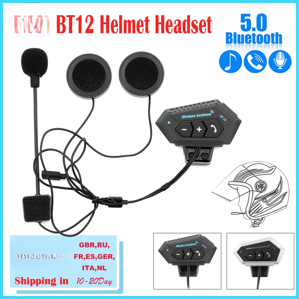 BT-12-Motorcycle-helmet-headset-Bluetooth-5-0-Wireless-Freehand-talk ...
