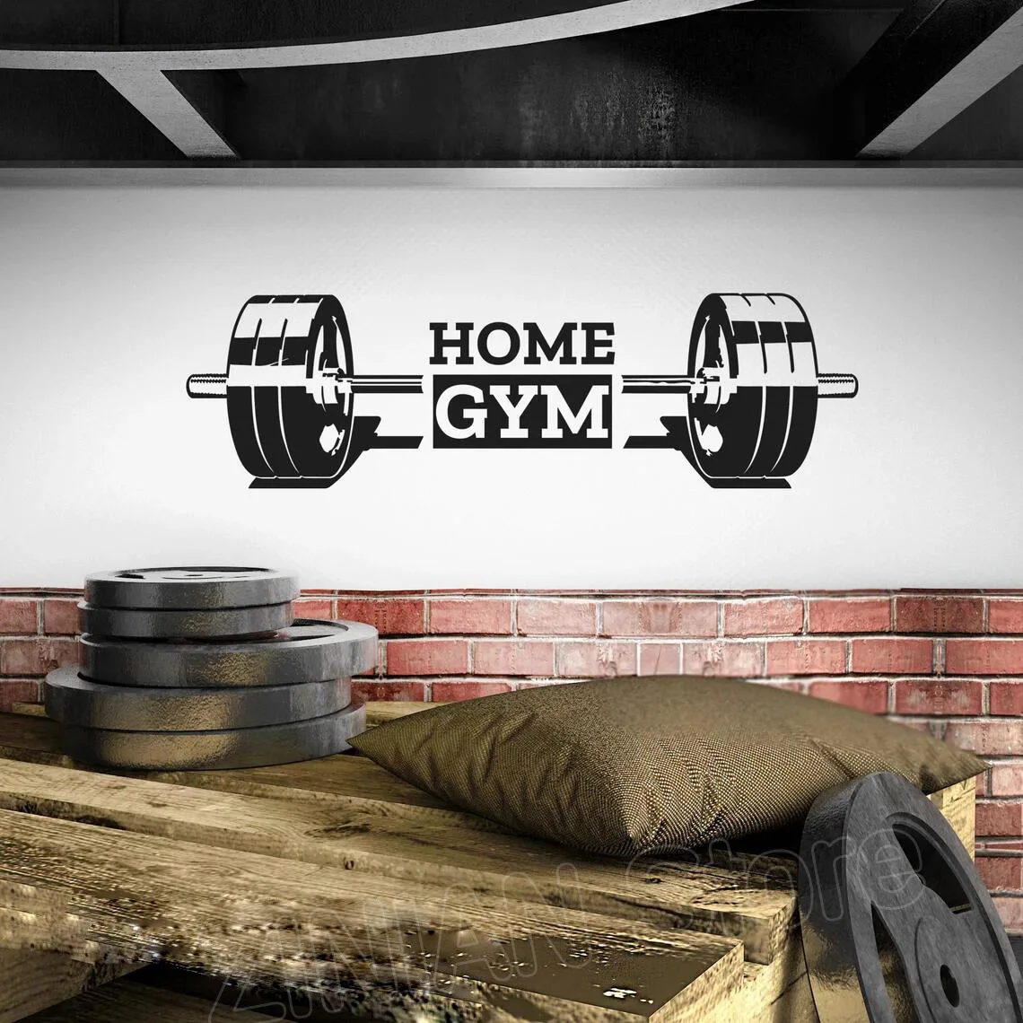 Home-Gym-Wall-Decal-Fitness-Wall-Sticker-Barbell-Training-Fitness-Vinyl ...