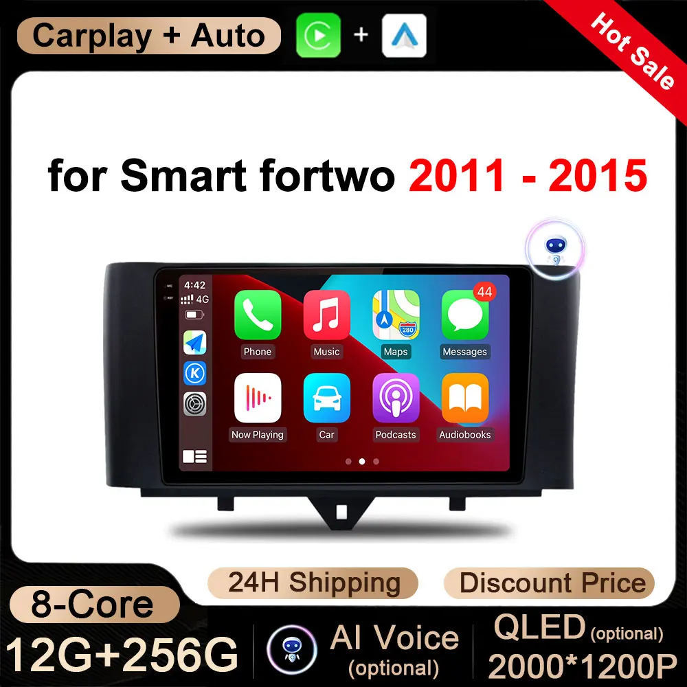 9-inch-Wireless-CarPlay-Android-Auto-Car-Radio-for-Smart-fortwo-2011 ...