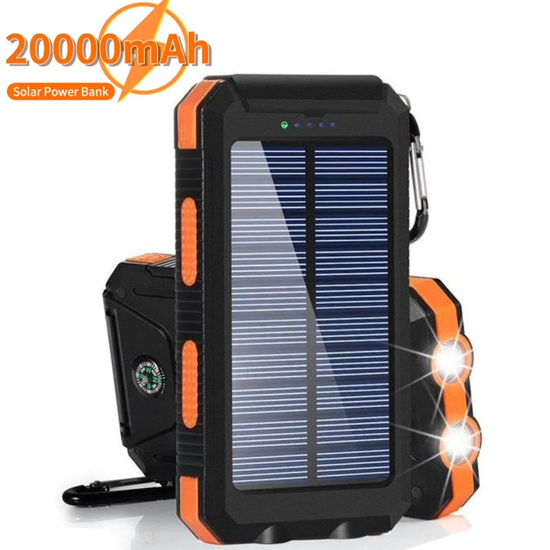20000mAh Solar Power Bank Outdoor Portable Charger Powerbank Waterproof ...