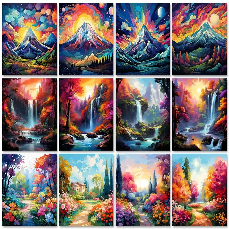 RUOPOTY Frame Paint By Numbers For Adults Mountain Beginner Kits ...