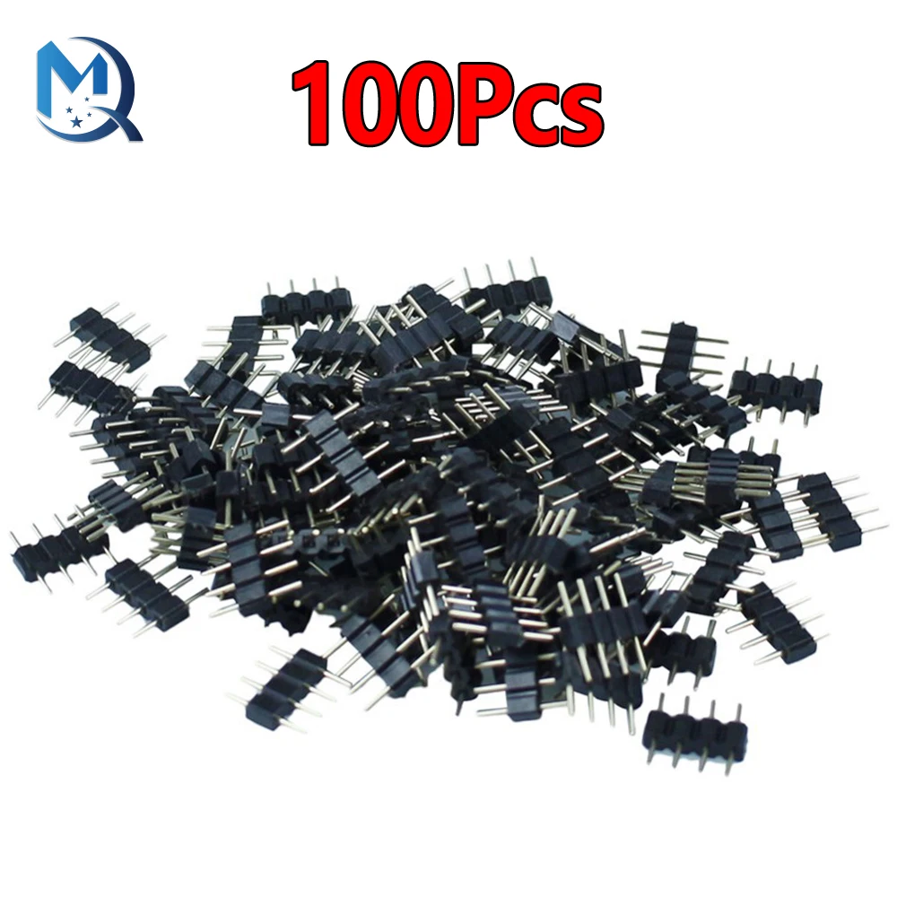 100pcs/lot 4 Pin RGB Connector Adapter pin needle male type double 4pin ...