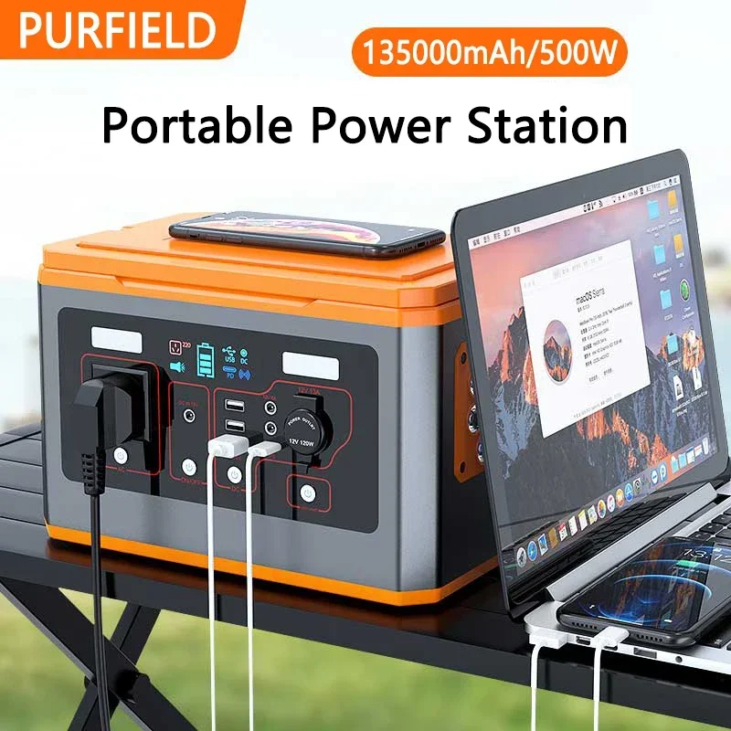 PURFIELD-Portable-Power-Station-135000mAh-500W-Solar-Generator-220V-Outdoor-Emergency-Supply ...