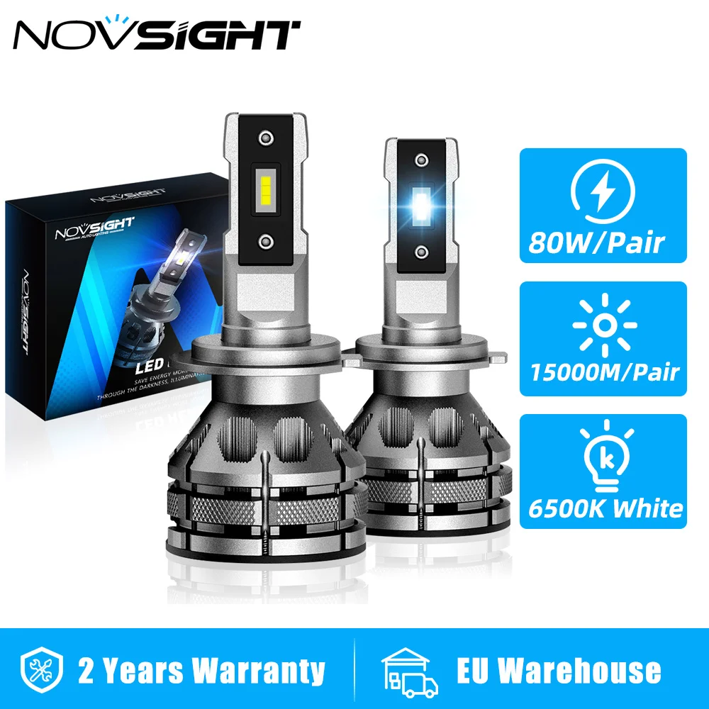 NOVSIGHT bombillas Led para faros delanteros de coche, minidecodificador de tamaño 80W, 15000LM ...