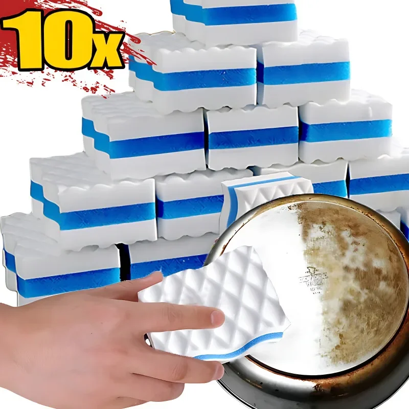 1-10PCS-Magic-Sponge-Double-Compression-Melamine-Sponge-Three-Layers ...