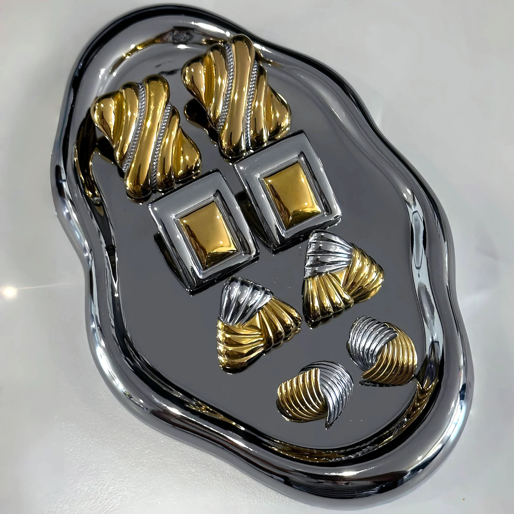 Uworld-Brincos-de-textura-geom-trica-de-a-o-inoxid-vel-para-mulheres ...